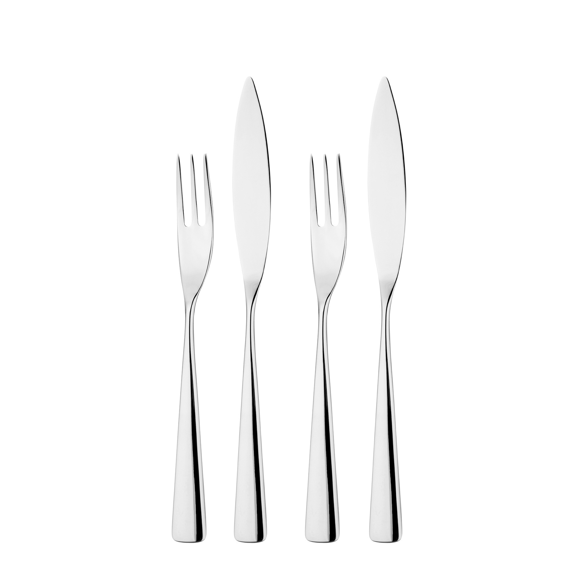 Kumquat Mirror 2 Pairs Fish Fork & Fish Knife Set - Studio William