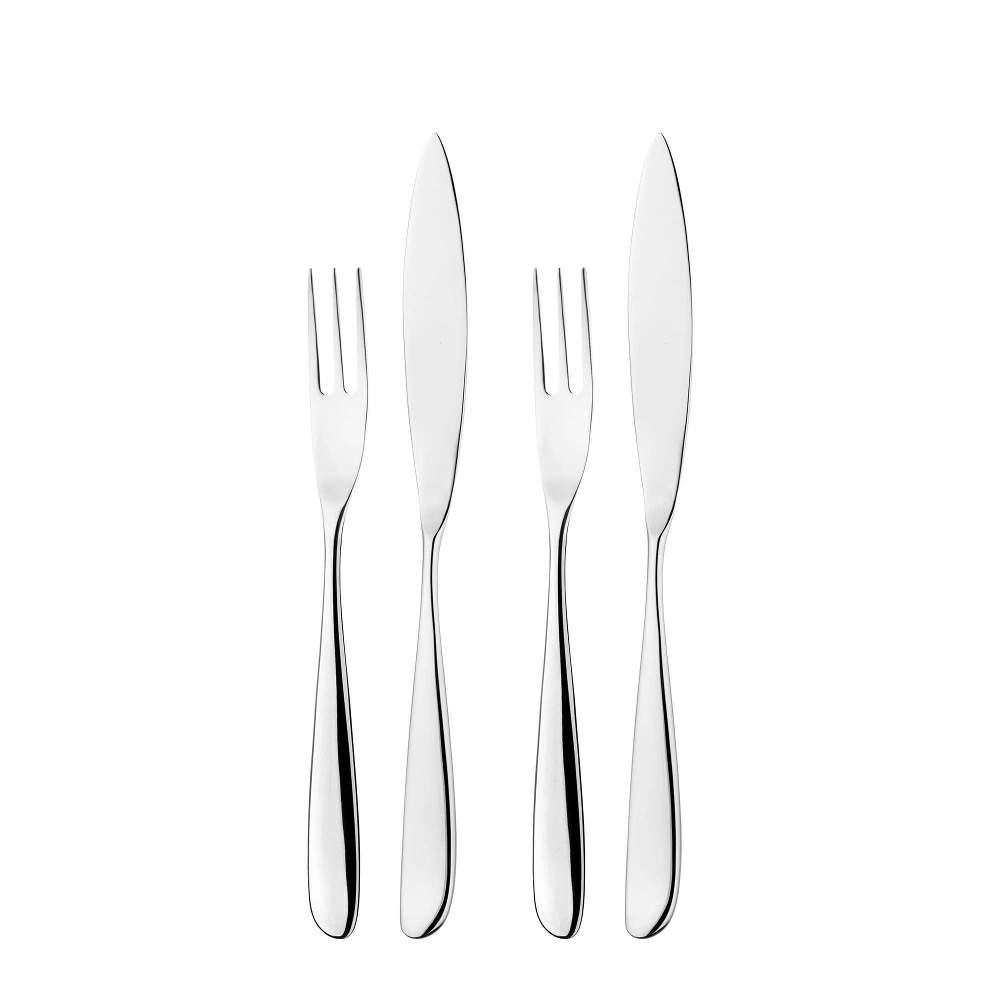 Olive Mirror 2 Pairs Fish Fork & Fish Knife Set - Studio William